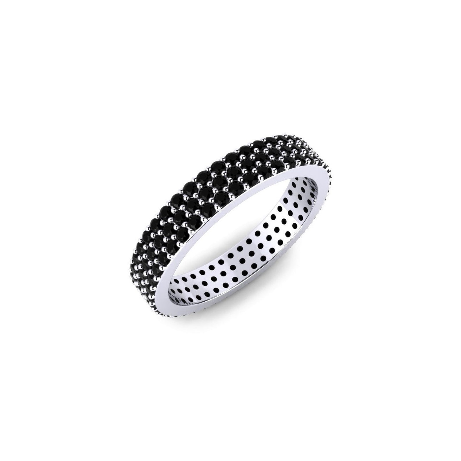 Sterling Silver Black Eternity Ring Black Stone Ring for - Etsy