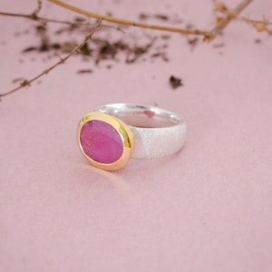 Brushed Metal Ruby Engagement Ring Ruby Ring for Women Ruby Silver Ring ...