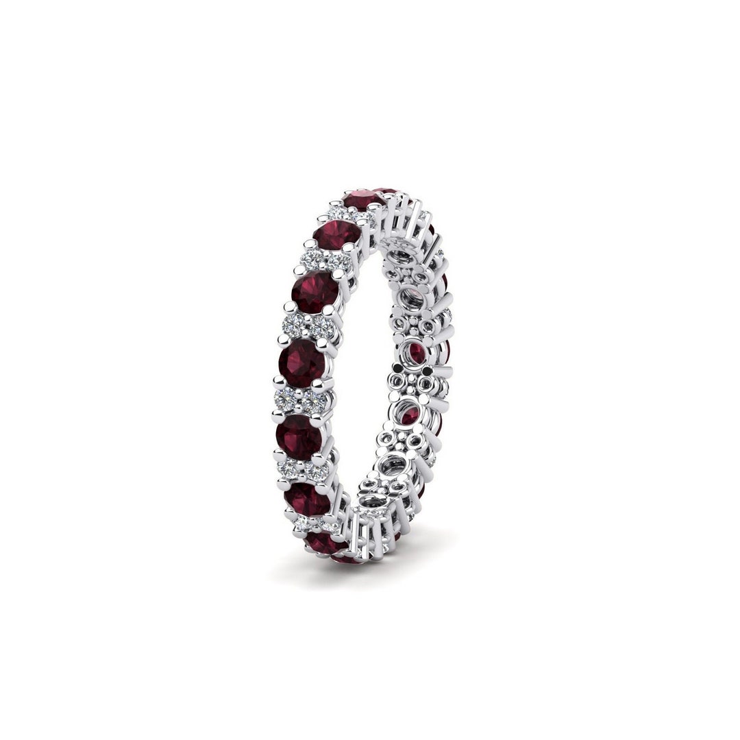 Art Deco Garnet Eternity Band, Garnet Ring Silver, Garnet Rings for ...