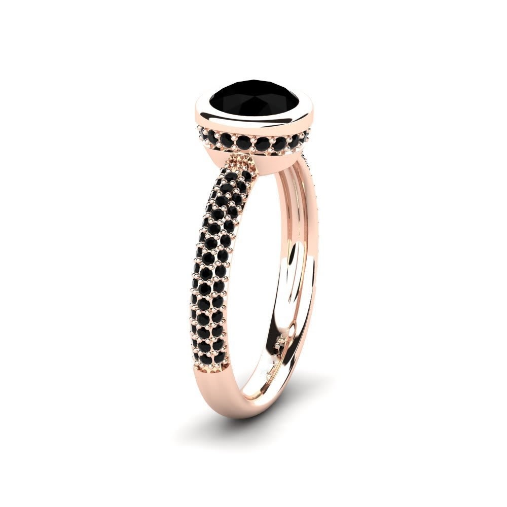 Bezel Set Black Stone Engagement Ring Black Ring Women Black | Etsy