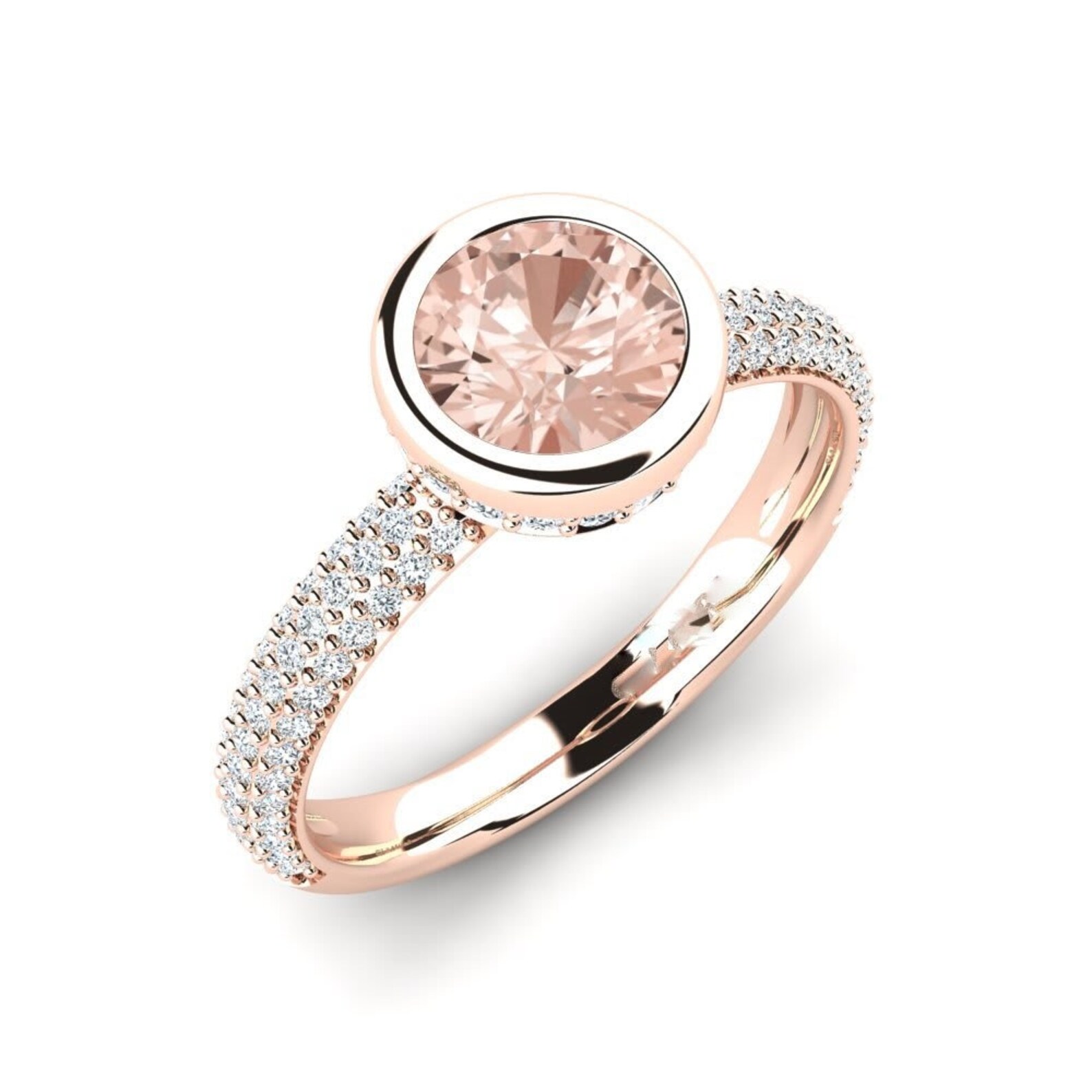 Bezel Set Morganite Engagement Ring Rose Gold Morganite Ring - Etsy