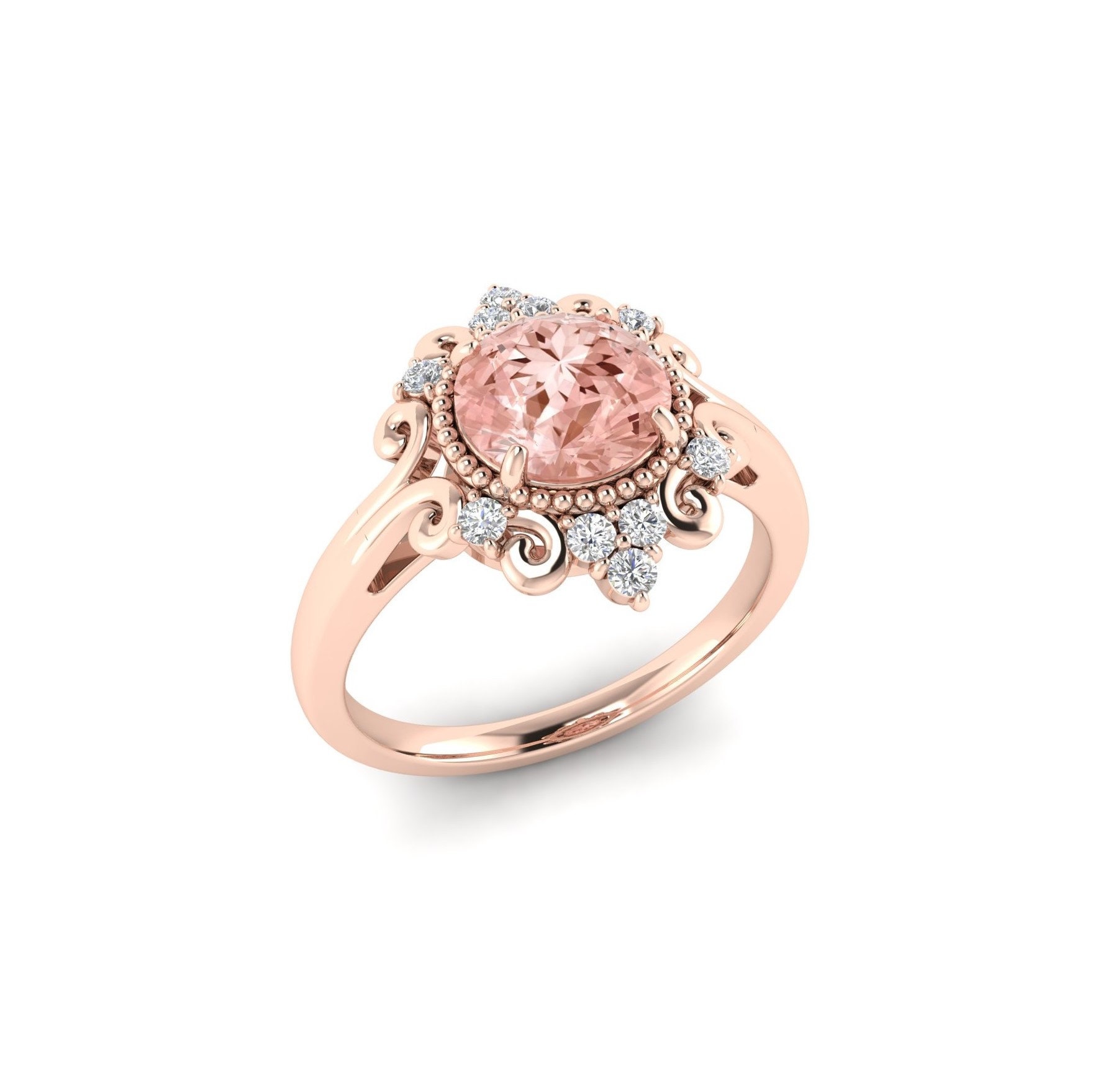 Rose Gold Morganite Engagement Ring Pink Morganite Ring Pink | Etsy