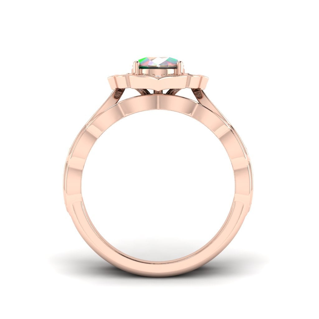 Oval Opal Engagement Ring Sterling Silver Floral Opal Ring Art | Etsy