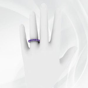 Silver Amethyst Wedding Band for Women Purple Amethyst Full Eternity Band Amethyst Stackable ...