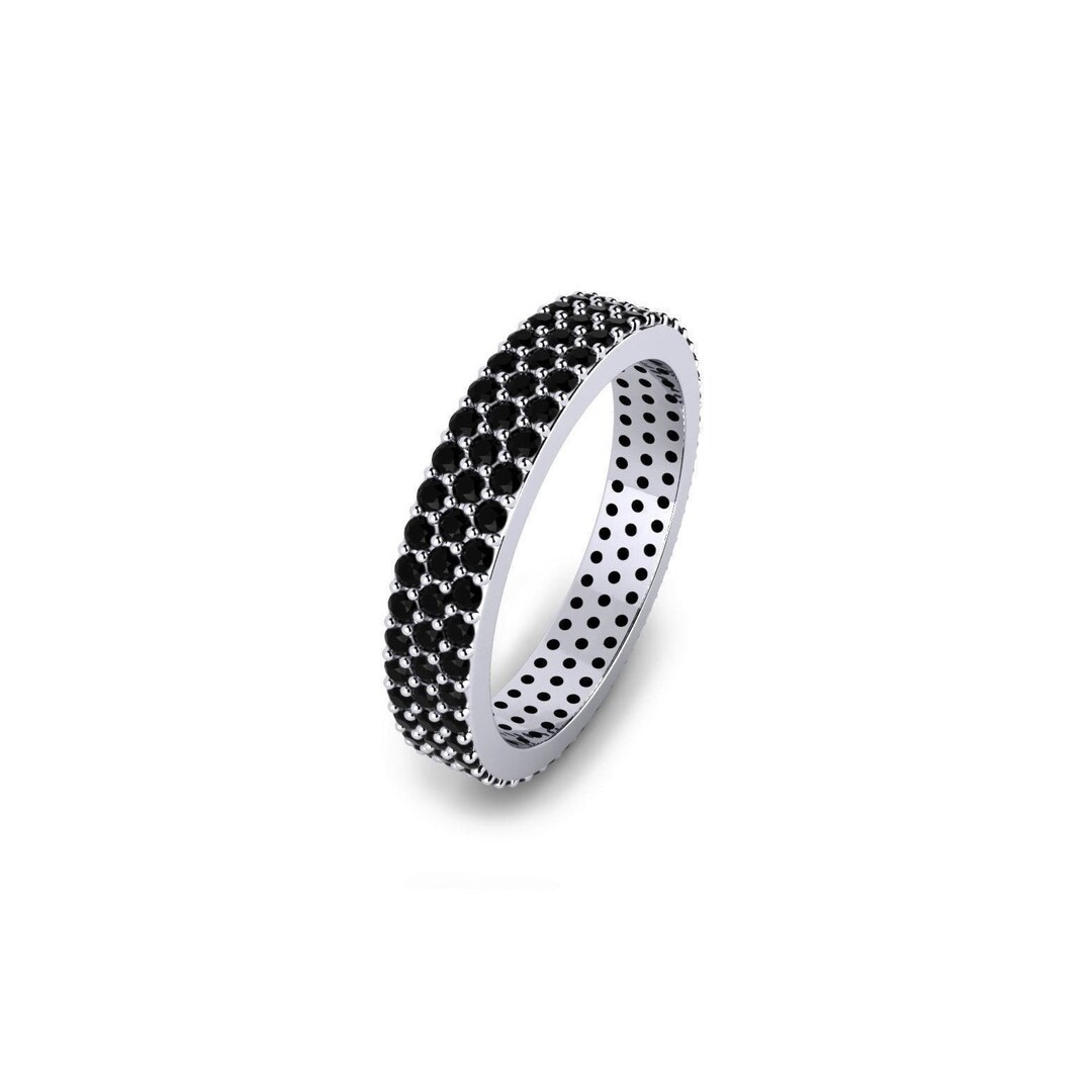 Sterling Silver Black Eternity Ring, Black Stone Ring for Women, Unique ...