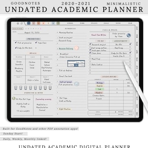 GREY Undated Academic Planner 2020-2021 Academic Planner for - Etsy