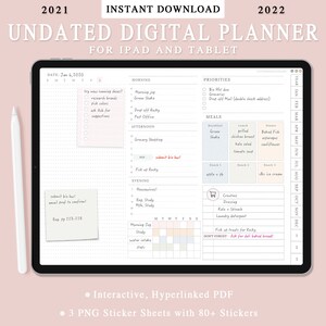 Undated Digital Planner- iPad Planner, Planner, Goodnotes, Daily Weekly ...