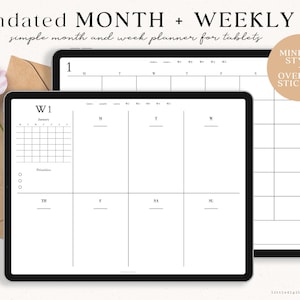 Undated Monthly and Weekly Minimalist Digital Planner | Undated Digital ...