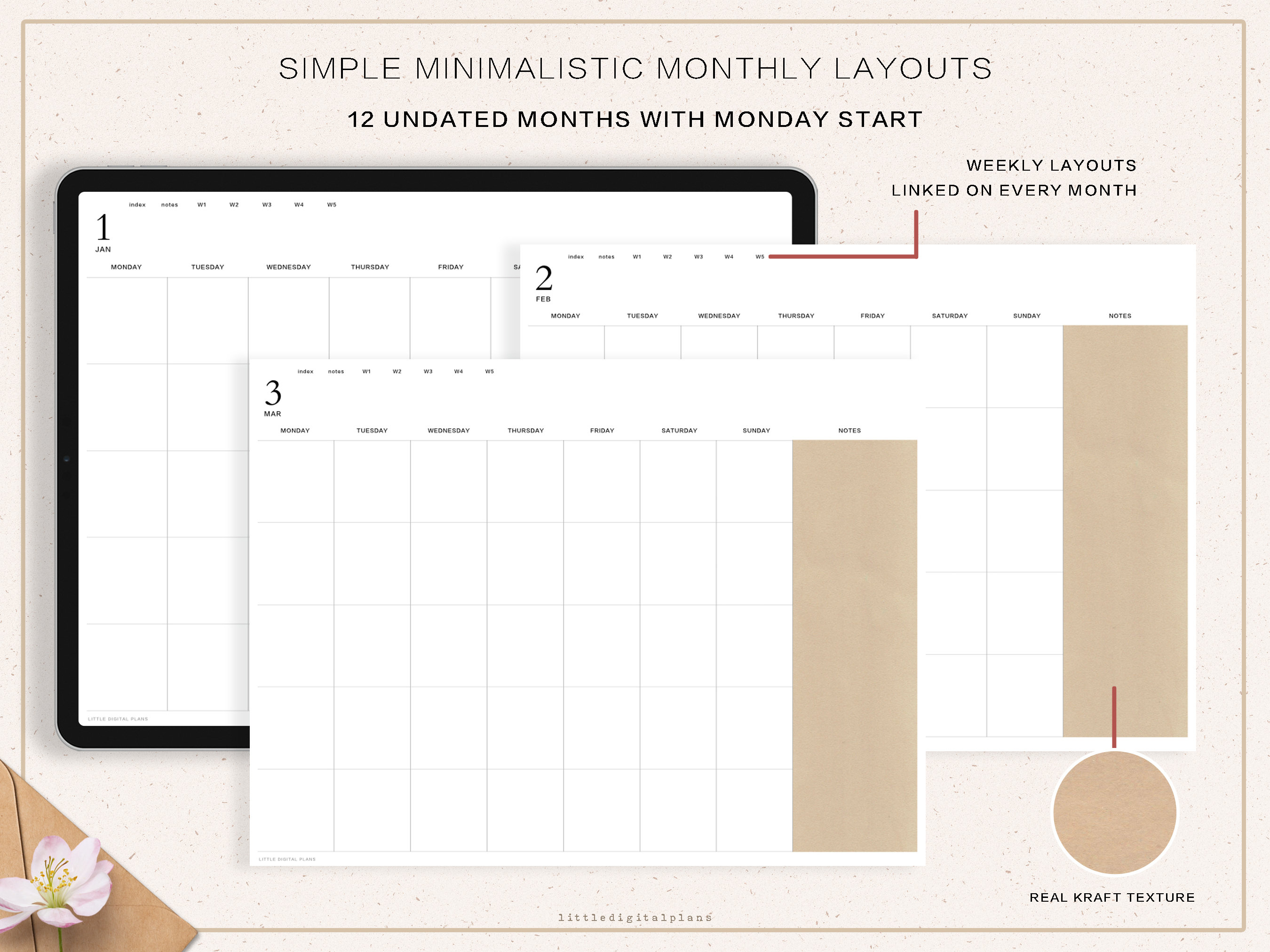 Undated Monthly and Weekly Digital Planner With Art Board | Etsy