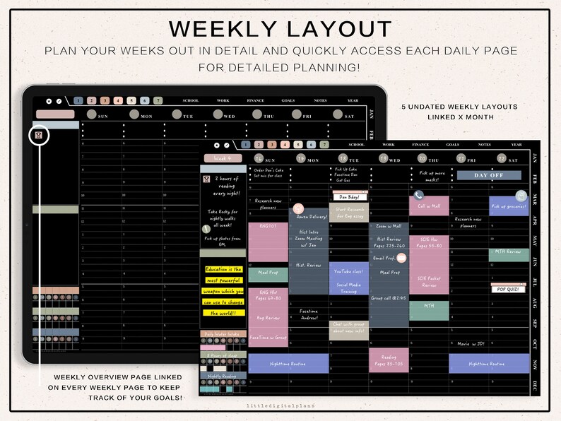 BLACK Undated Academic Planner 2020-2021 Academic Planner | Etsy