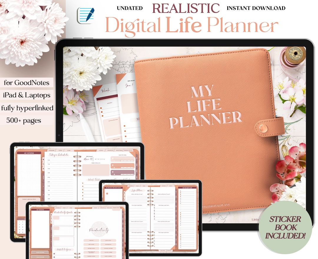 Realistic Digital Planner My Life Planner Undated Feminine Goodnotes ...