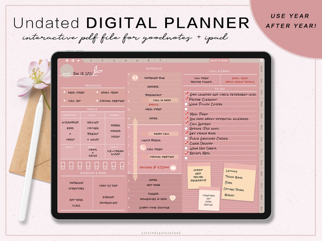 UNDATED DIGITAL PLANNER 2021 Digital Planner for Goodnotes Notability ...