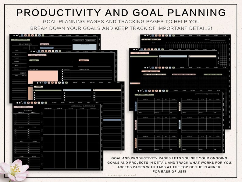 BLACK Undated Academic Planner 2020-2021 Academic Planner | Etsy