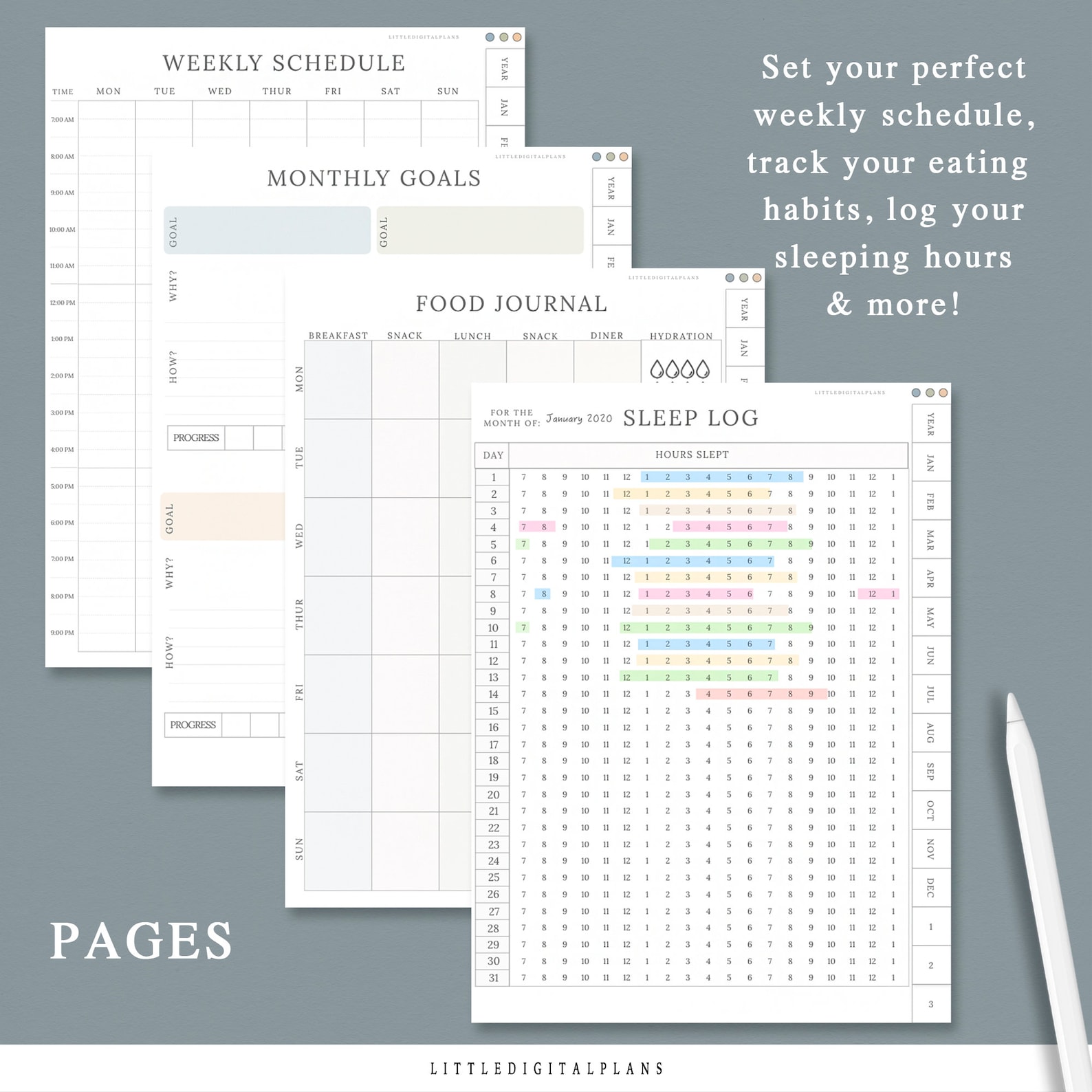 Undated Digital Portrait Planner Goodnotes Template With - Etsy