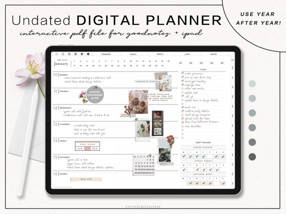 Minimalistic Undated Digital Life Planner White Tabs Version - Etsy