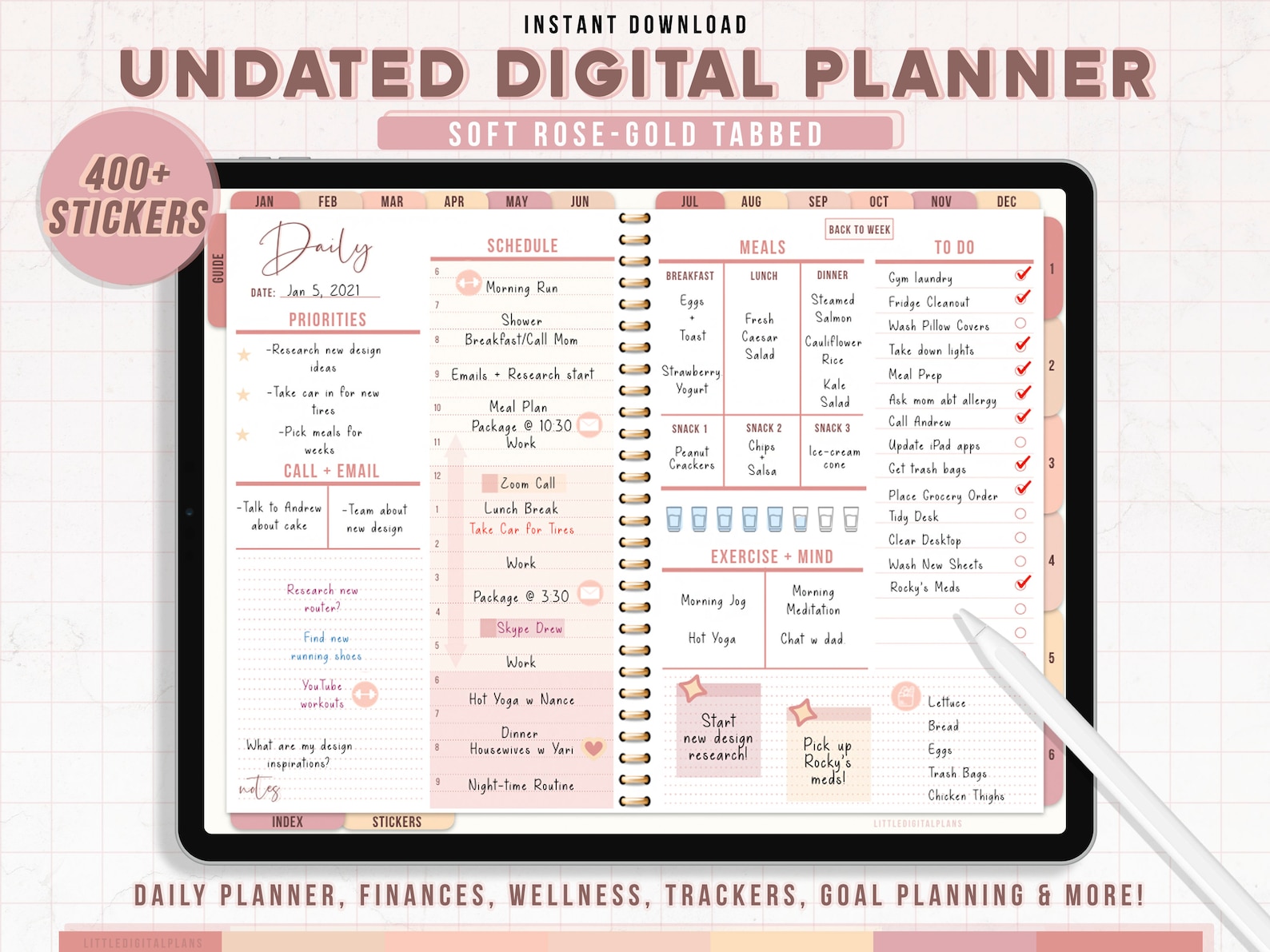 Soft Rose Gold Undated Digital Planner Ipad Planner Planner - Etsy
