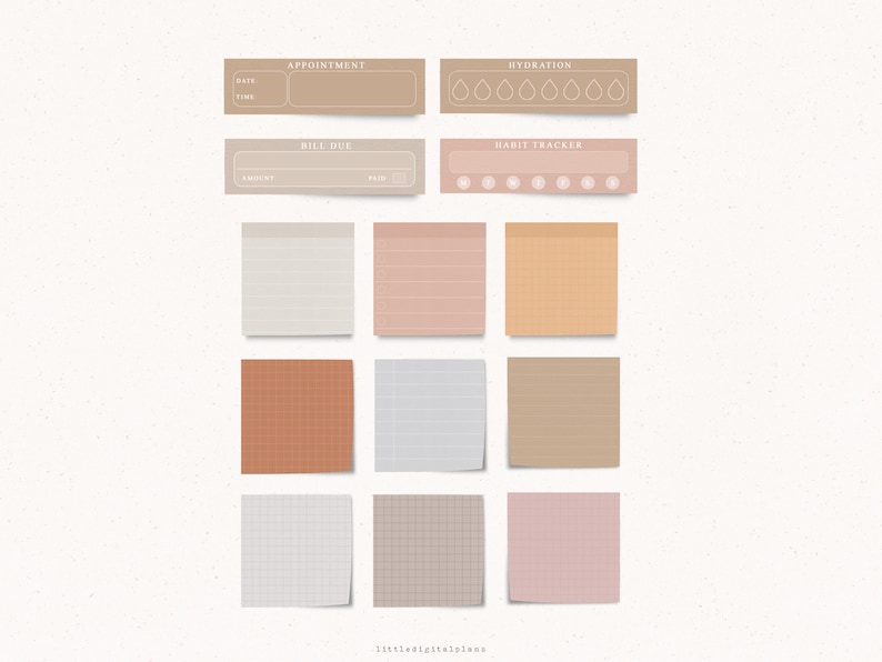 Digital Neutral Sticky Notes Digital Planner Stickers for - Etsy