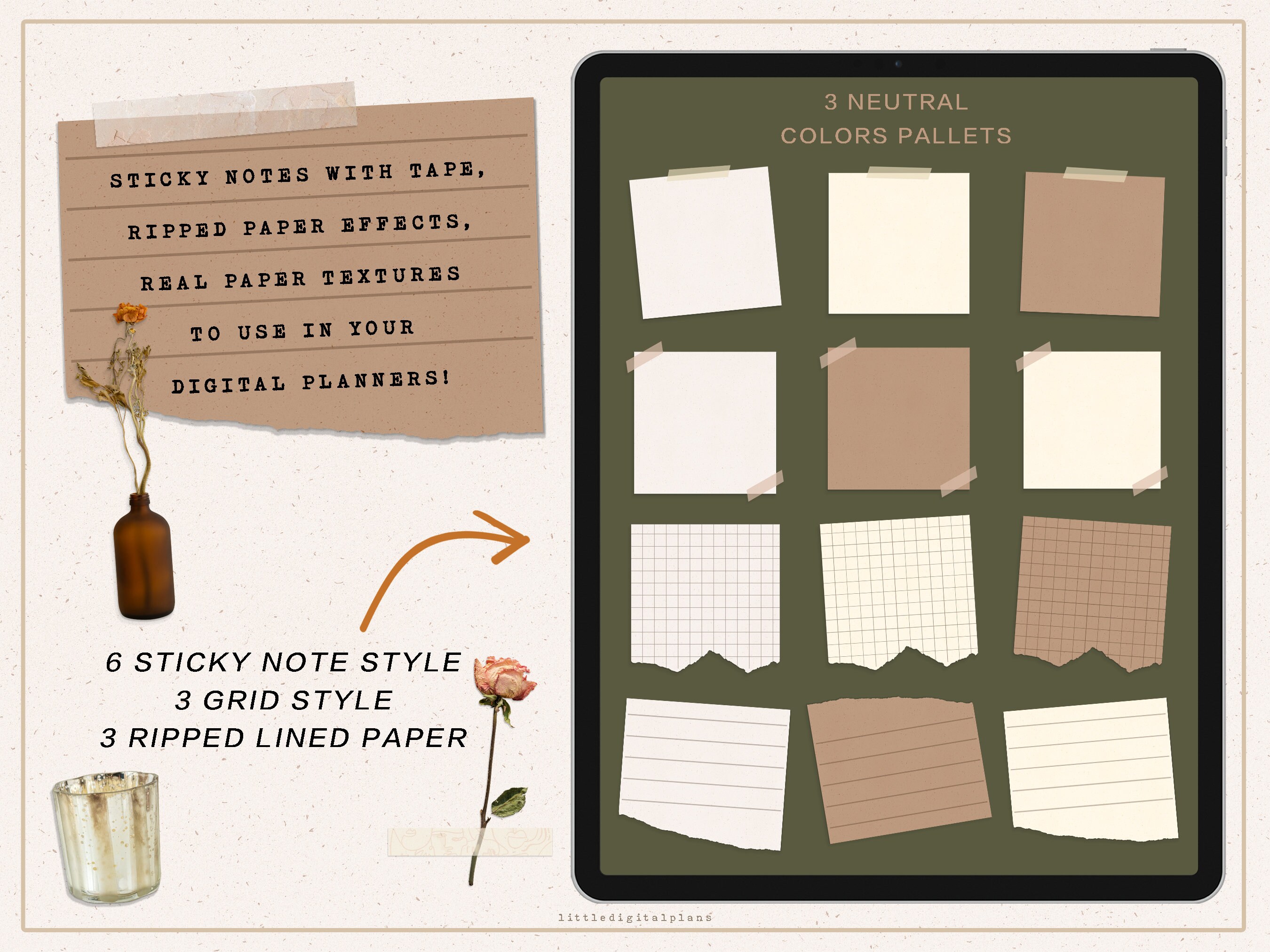 Digital Mood Board Stickers: Paper Texture Bujo Planner (goodnotes) - Etsy