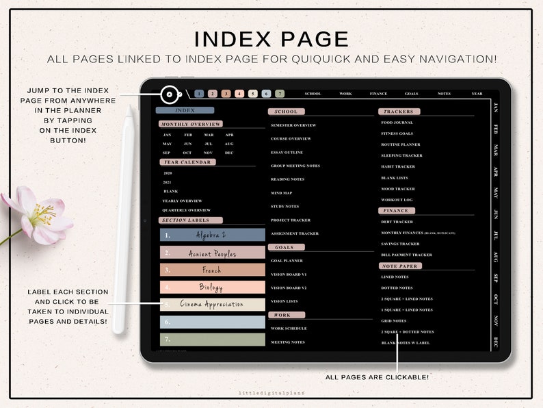 BLACK Undated Academic Planner 2020-2021 Academic Planner | Etsy