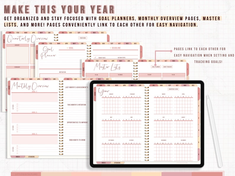 Soft Rose Gold Undated Digital Planner Ipad Planner Planner - Etsy