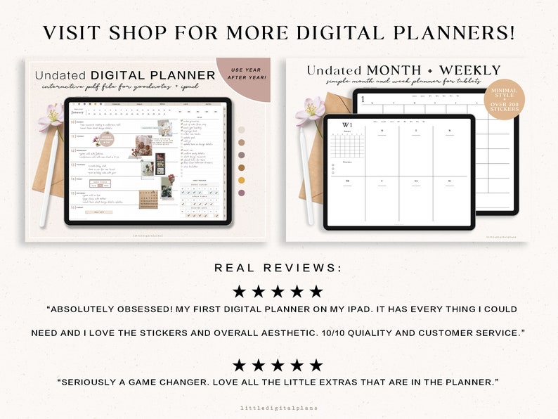 Undated Lined Monthly and Weekly Minimalist Digital Planner - Etsy