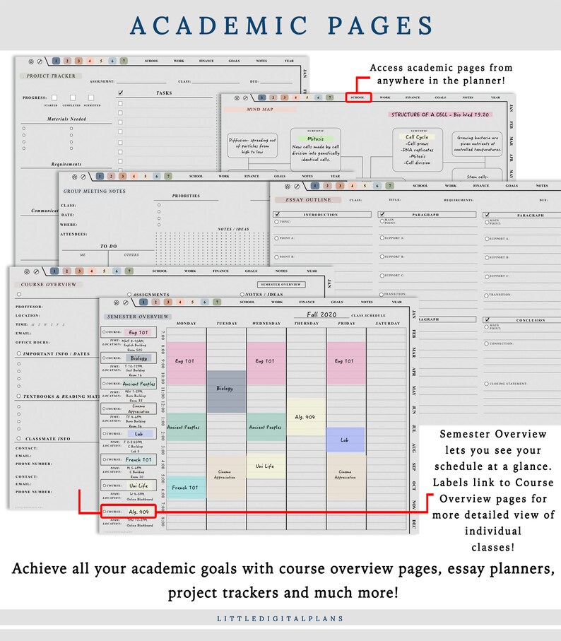 GREY Undated Academic Planner 2020-2021 Academic Planner for | Etsy