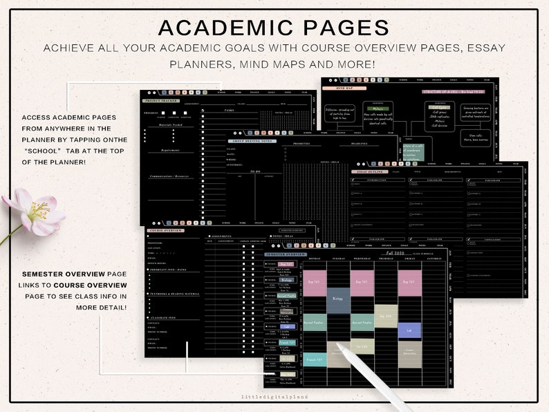 BLACK Undated Academic Planner 2020-2021 Academic Planner | Etsy