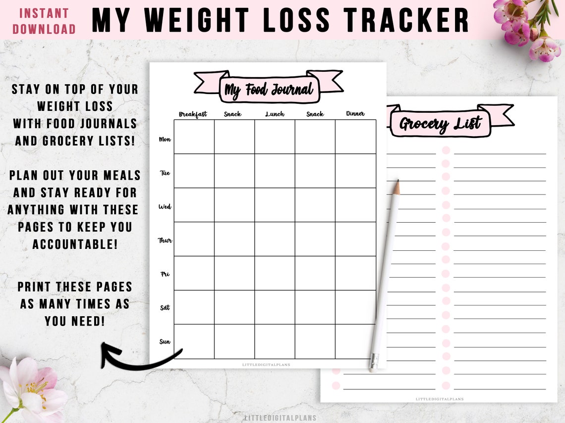 PRINTABLE Pounds Weight Loss Tracker and Bullet Journal Goal - Etsy