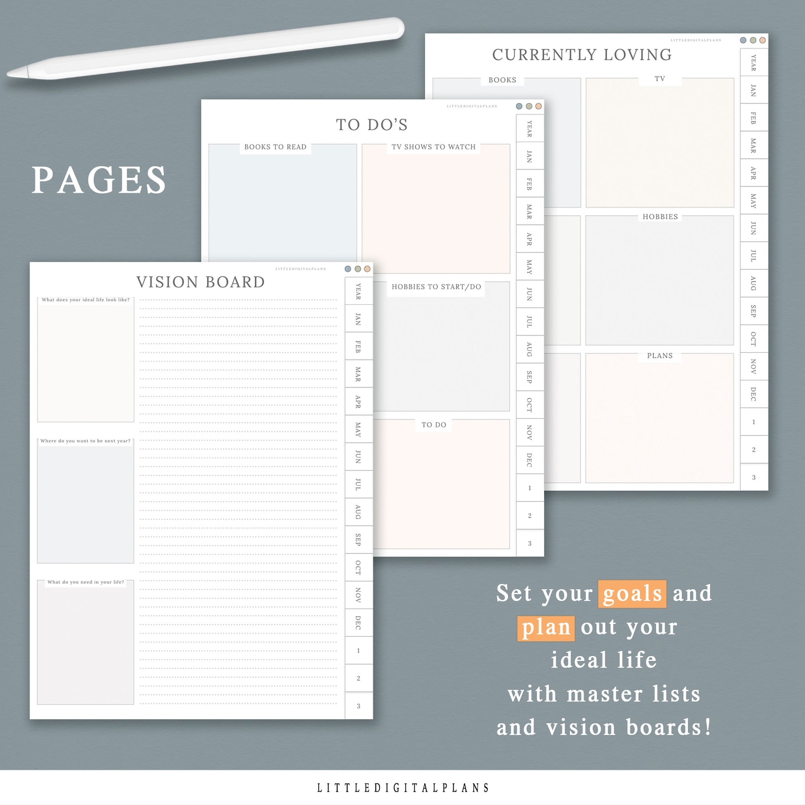 Undated Digital Portrait Planner Goodnotes Template With - Etsy