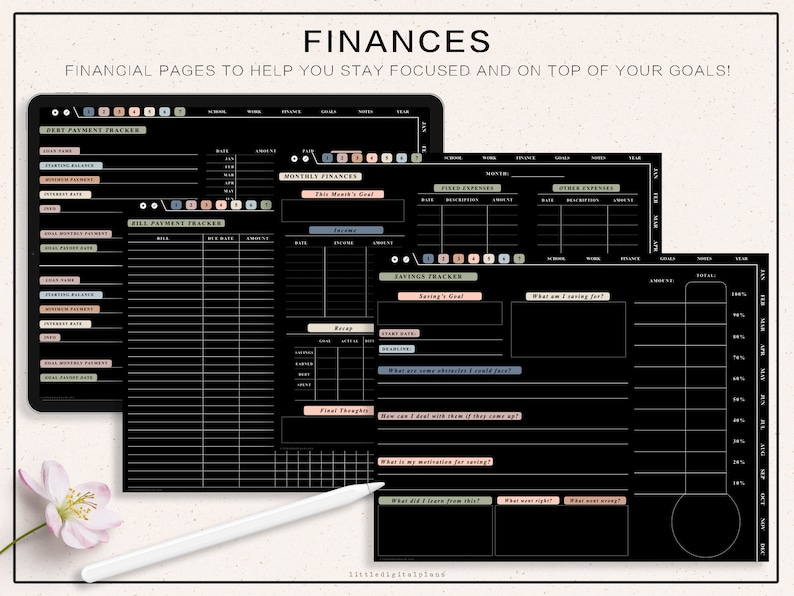 BLACK Undated Academic Planner 2020-2021 Academic Planner | Etsy
