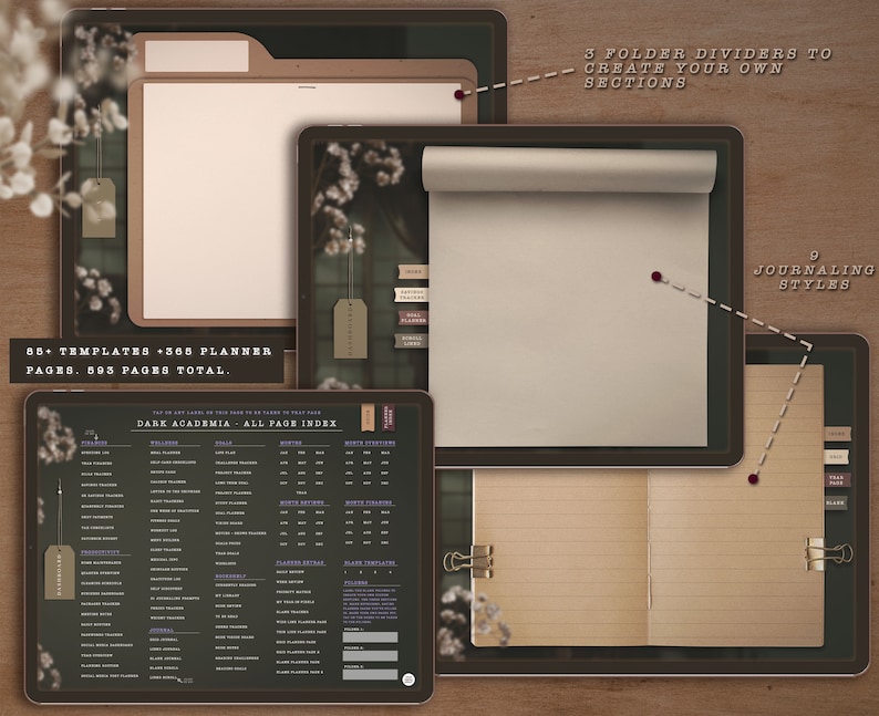 Dark Academia Digital Planner Undated Monday Start for - Etsy