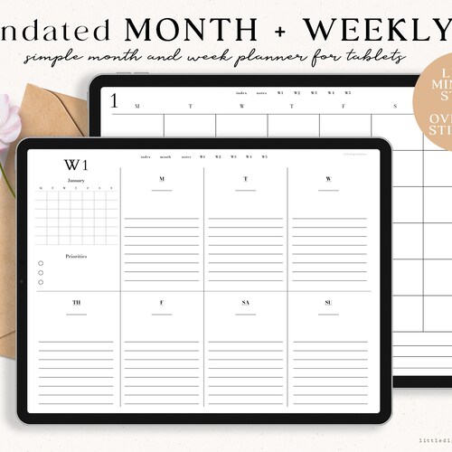 Undated Monthly and Weekly Minimalist Digital Planner - Etsy