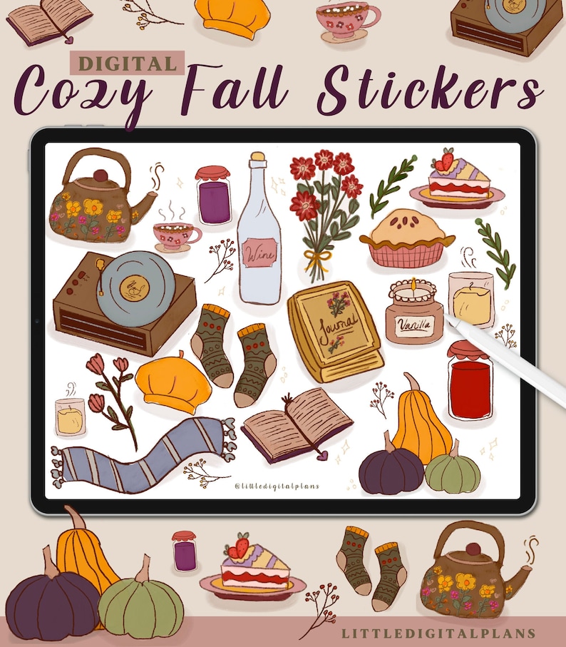 Cozy Fall Sticker Set Goodnotes Digital Stickers | Etsy