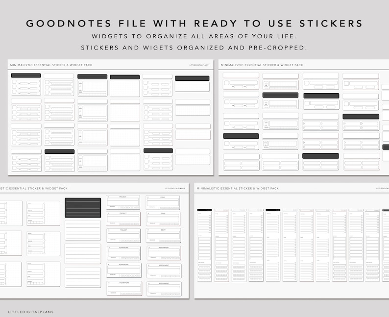Minimalistic Essential Stickers & Widgets for Goodnotes - Etsy