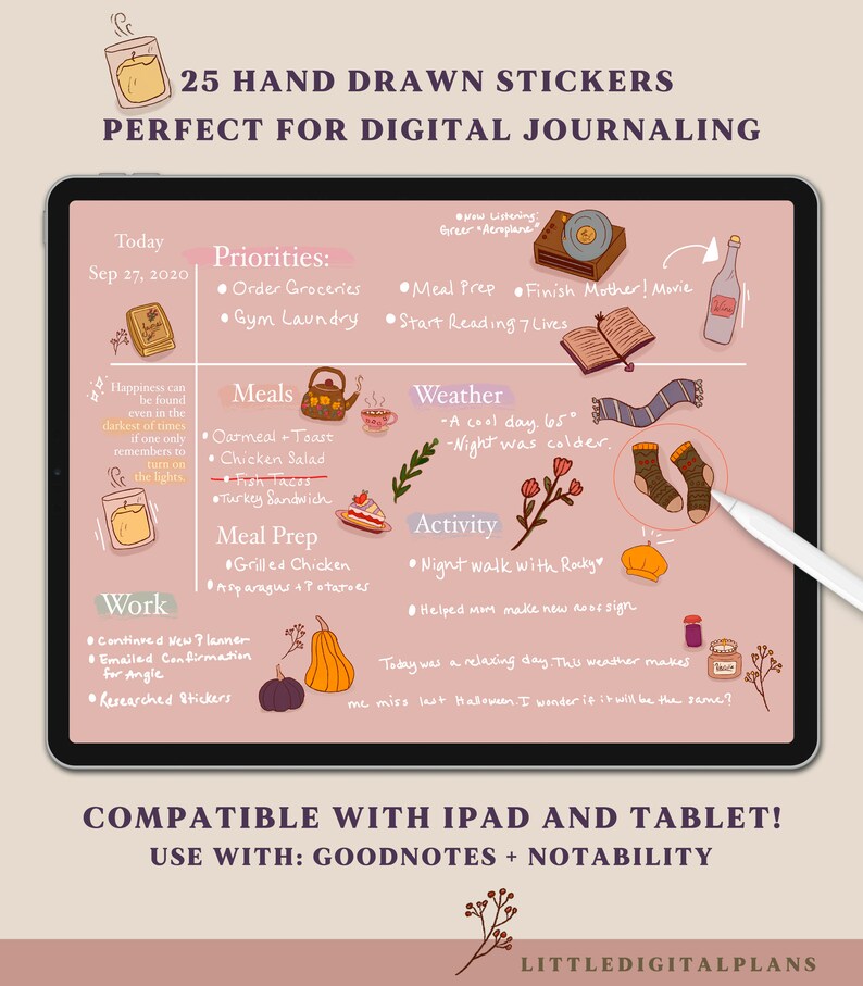 Cozy Fall Sticker Set Goodnotes Digital Stickers - Etsy