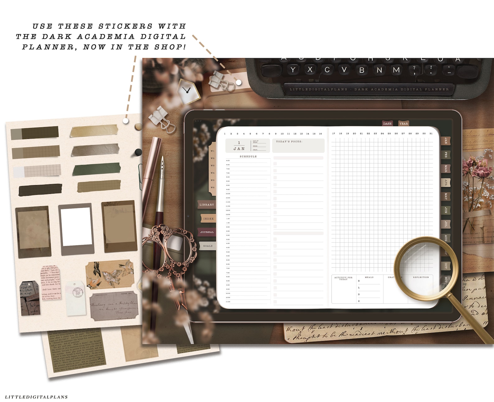 Dark Academia Mood Board Digital Sticker Set Goodnotes - Etsy