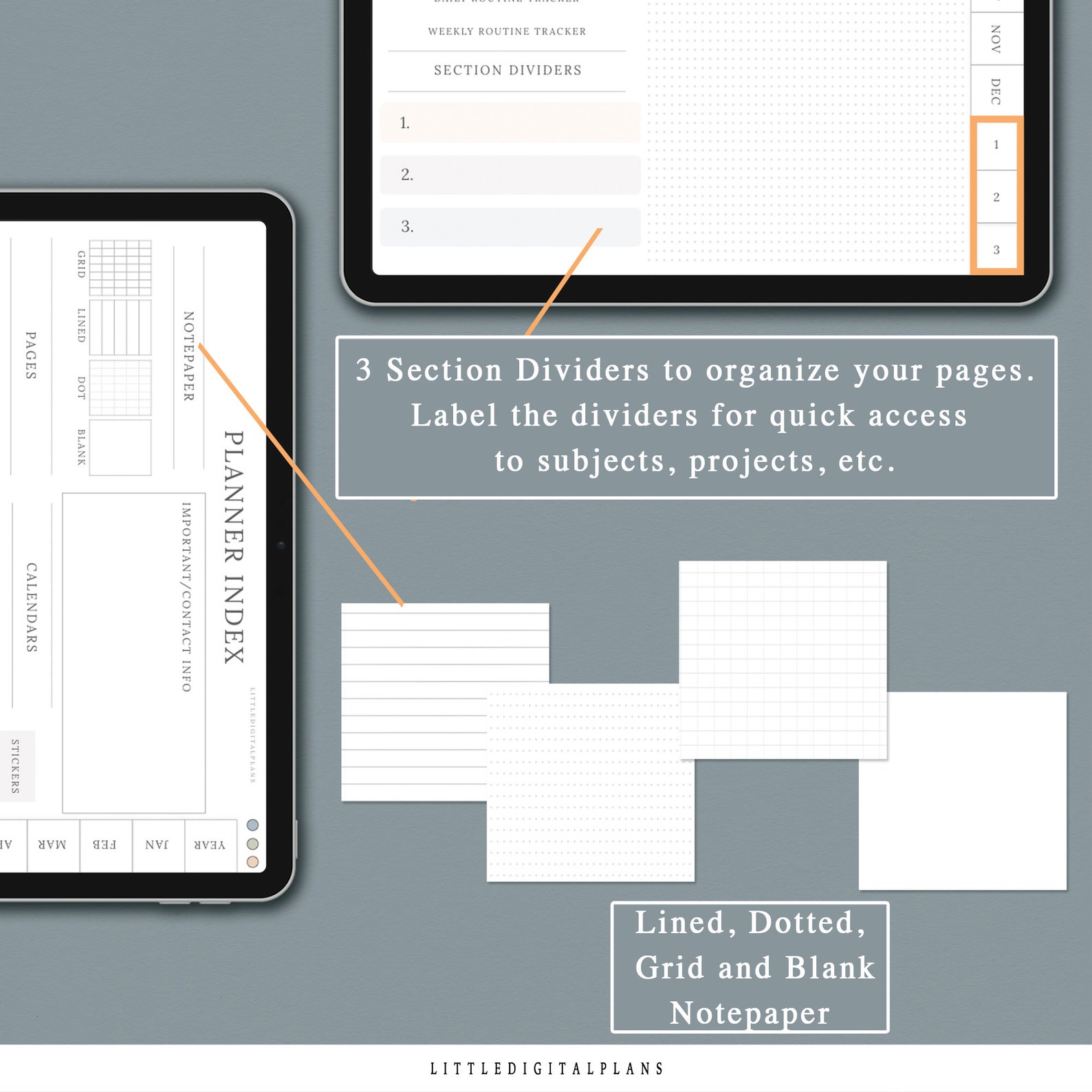 Undated Digital Portrait Planner Goodnotes Template With - Etsy