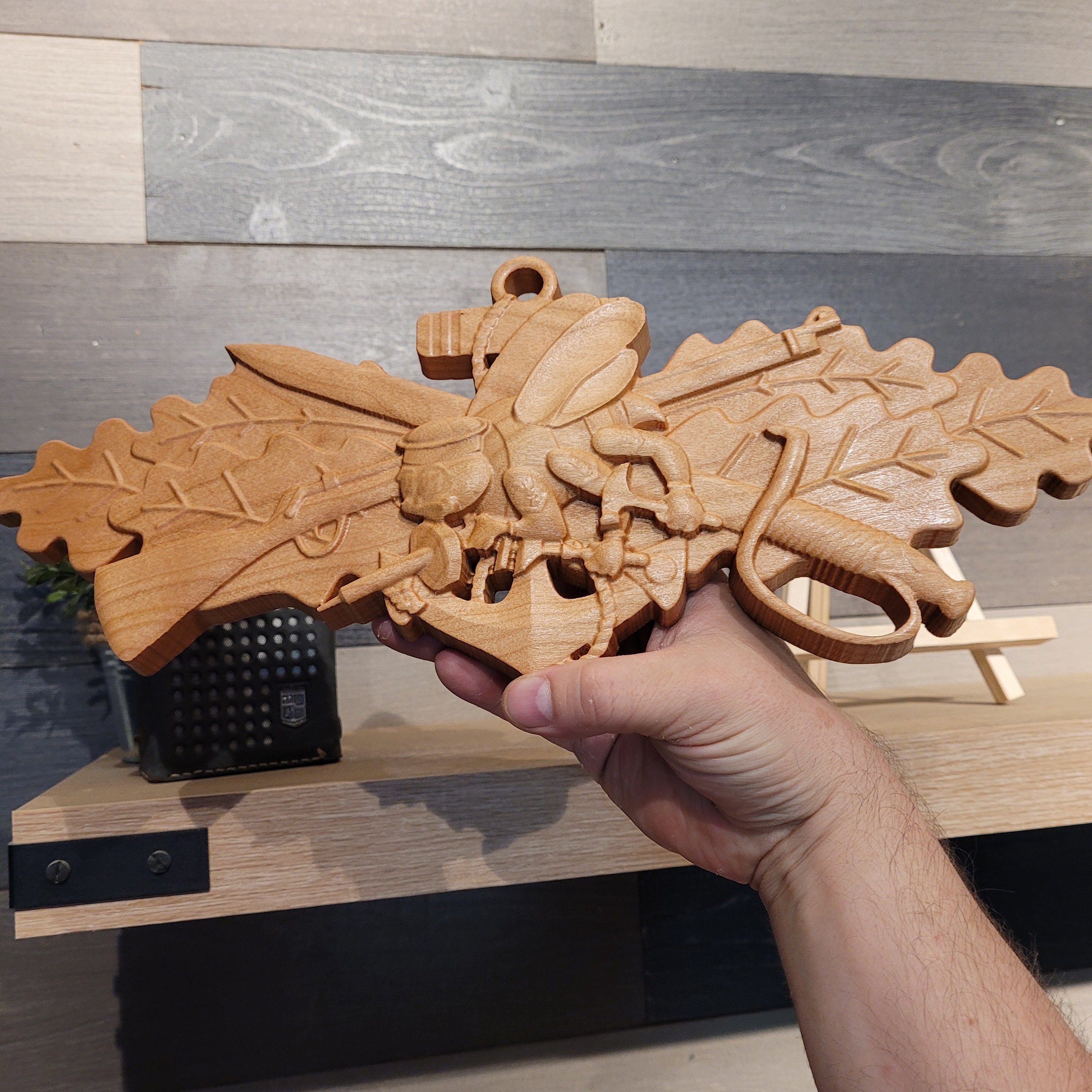Navy Seabee Wood Carving, Specialist Insignia for Combat Warfare, 3D ...