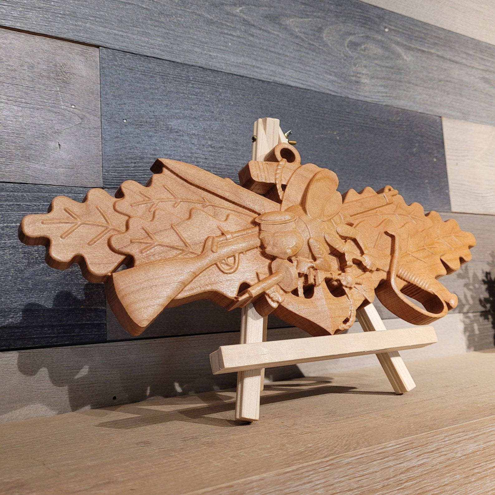 Navy Seabee Wood Carving, Specialist Insignia for Combat Warfare, 3D ...