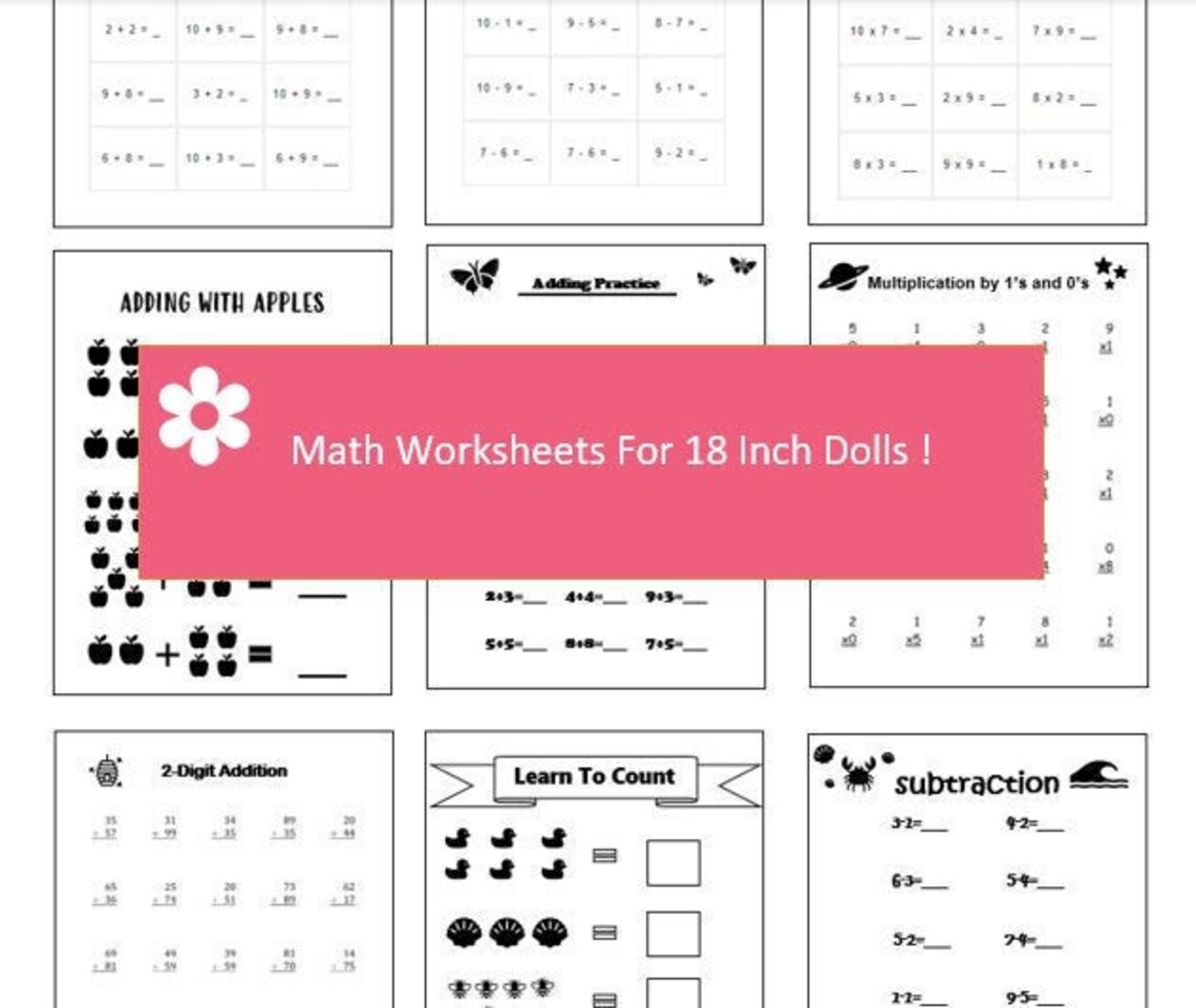 Printable Mini Math Worksheets for 18 Inch Dolls - Etsy