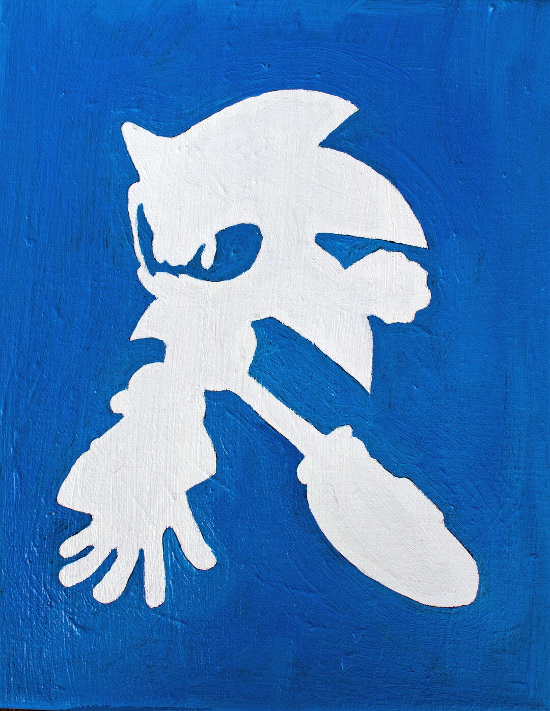 Hand-painted Oil Paint Sonic the Hedgehog Silhouette 8x10 - Etsy