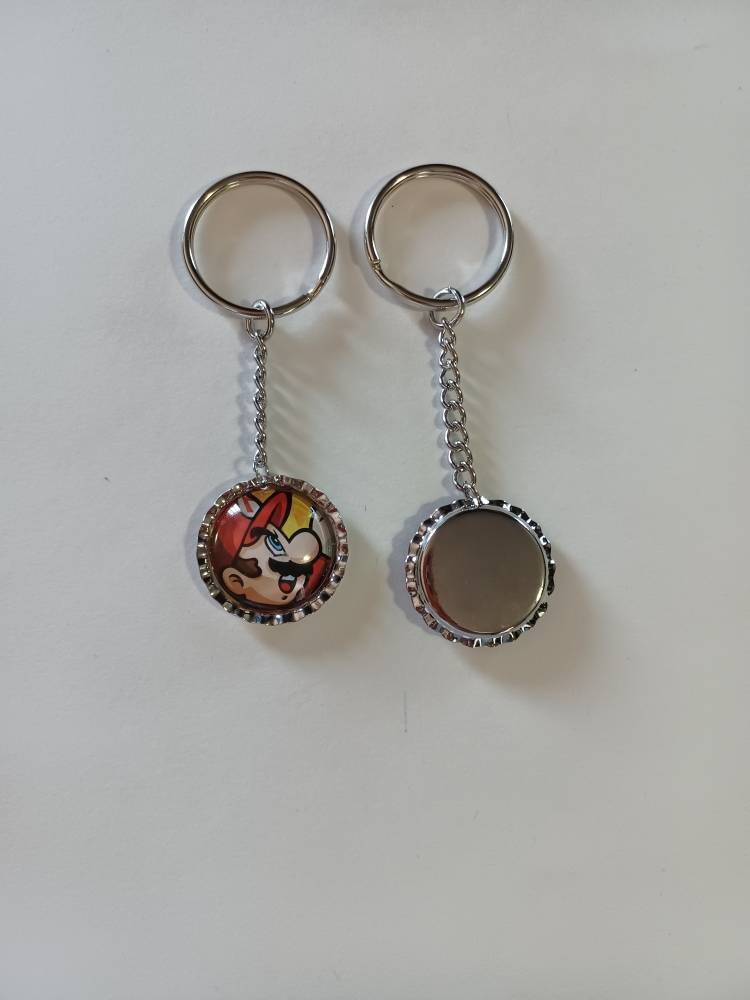 Homemade Silver Bottle Cap Keychains W/ Glass Set Duo Video - Etsy