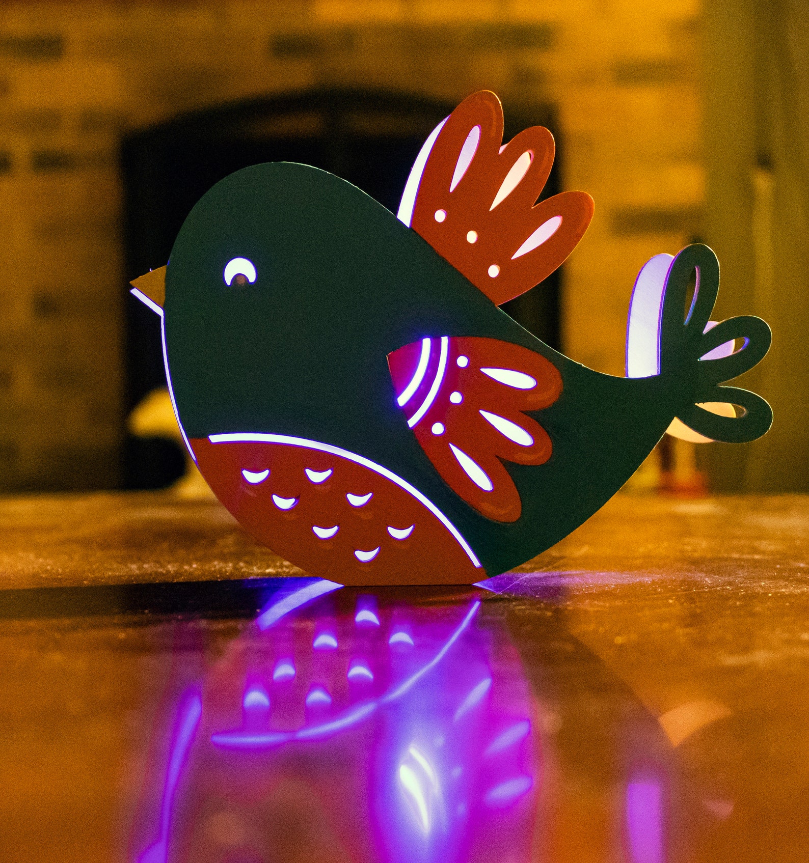 Hand Painted Acrylic Blue Bird With Blue LED Light - Etsy