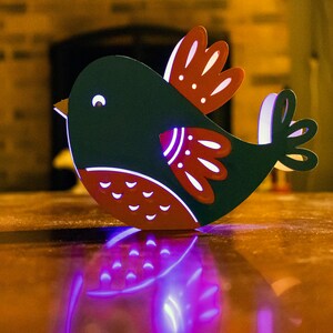 Hand Painted Acrylic Blue Bird With Blue LED Light - Etsy