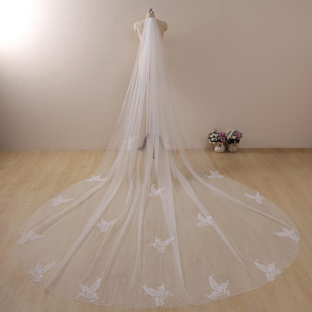 Carriage Pattern Veil,horse Lace Veil,lace Wedding Veil,cathedral Veil ...