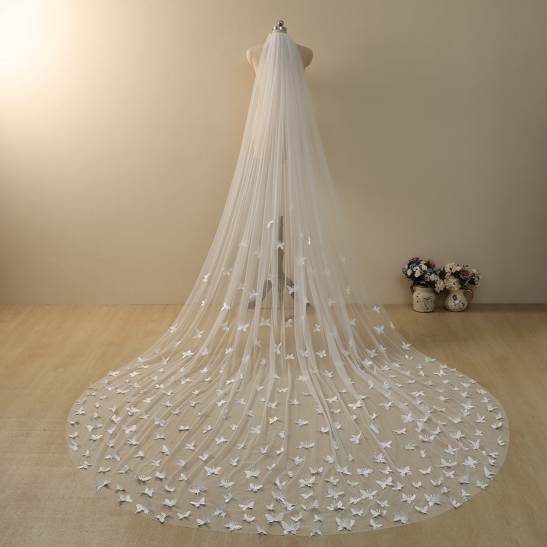 Butterfly Wedding Veil Cathedral Wedding Veil Bridal Veil With ...
