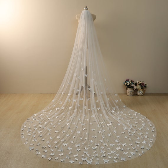 Butterfly Wedding Veil Cathedral Wedding Veil Bridal Veil With - Etsy