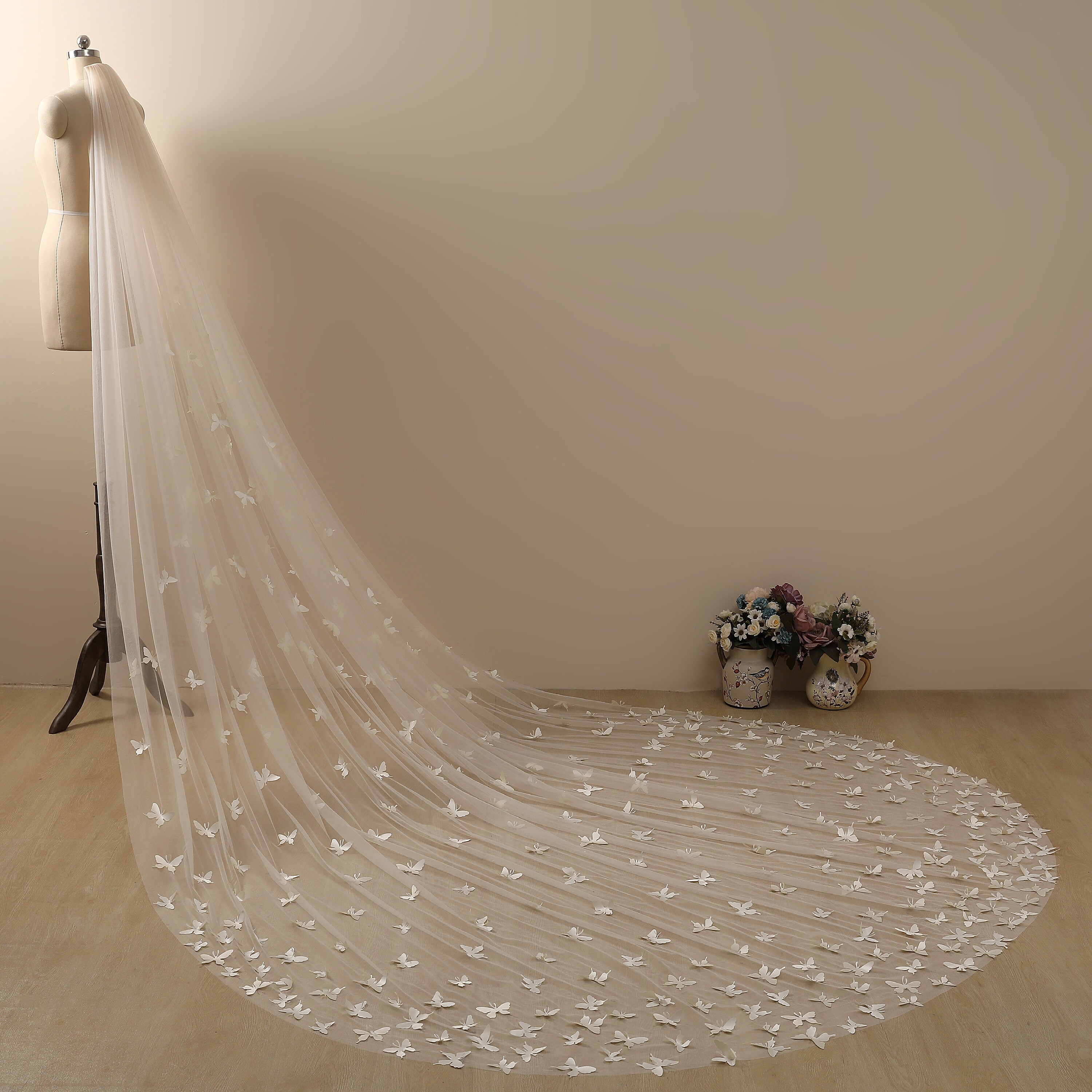 Butterfly Wedding Veil Cathedral Wedding Veil Bridal Veil With - Etsy