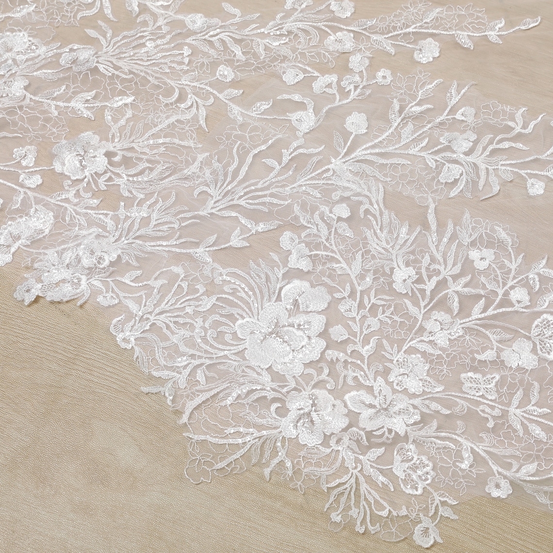 Celestial Flower Lace Wedding Veil Ivory Royal Cathedral Veil - Etsy ...