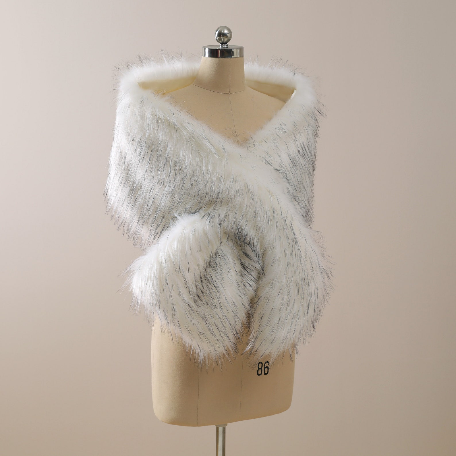 White Black Fur Wrap Wedding Shawl Faux Fur Bolero Ivory Faux - Etsy